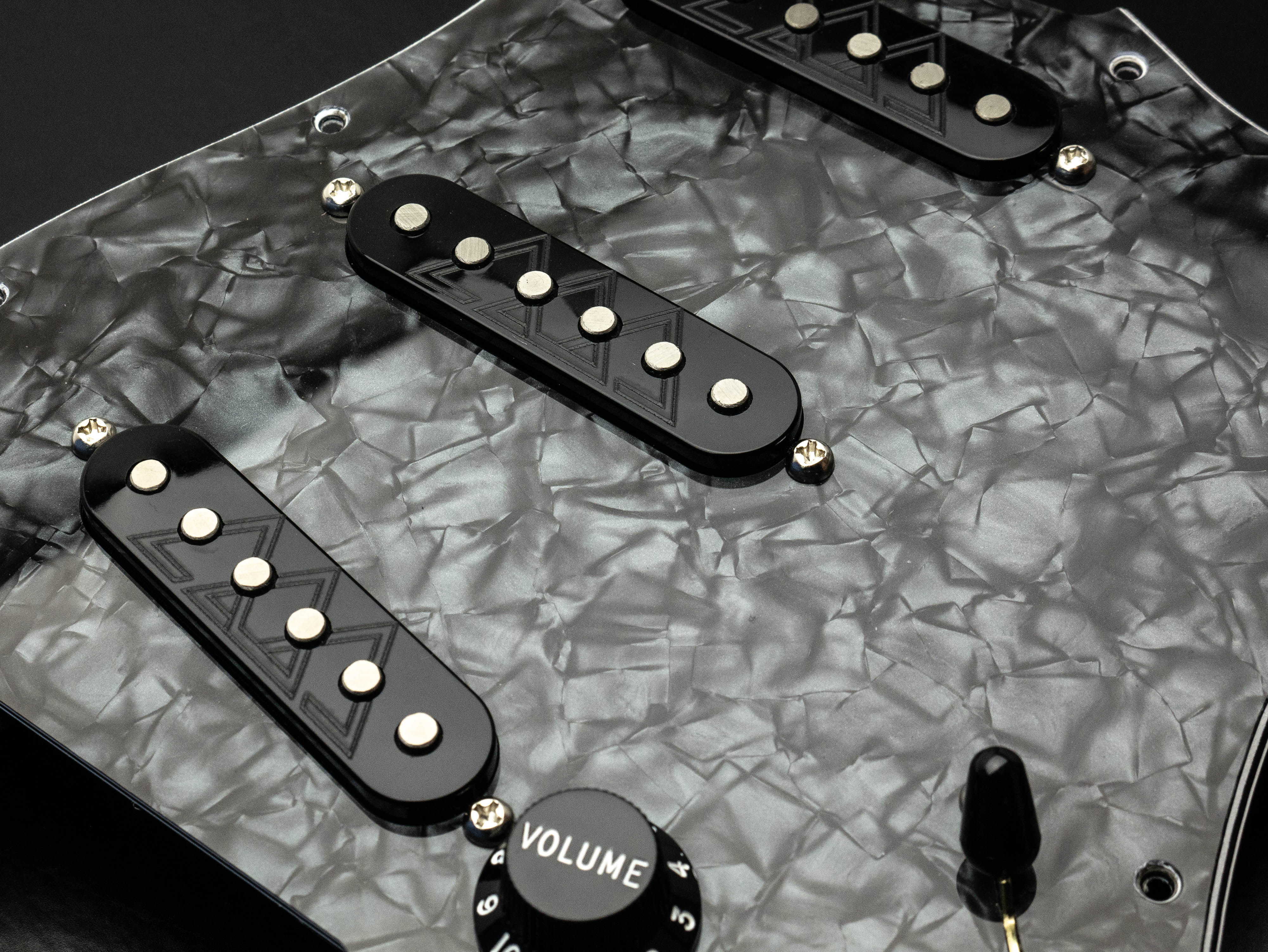 Triptych Singlecoil Black Pearloid Prewired Strat Pickguard | In-Stock ...