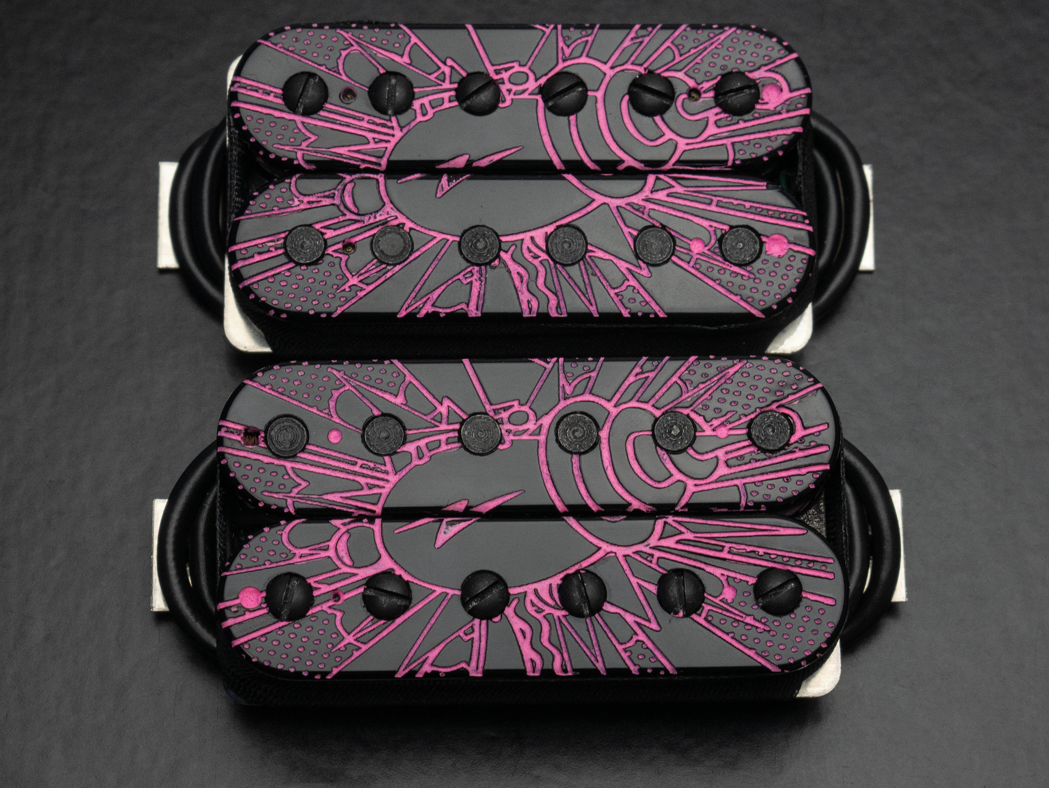 Special Edition Rebel Yell 53mm Humbucker Set - Black / Pink Ray Gun ...