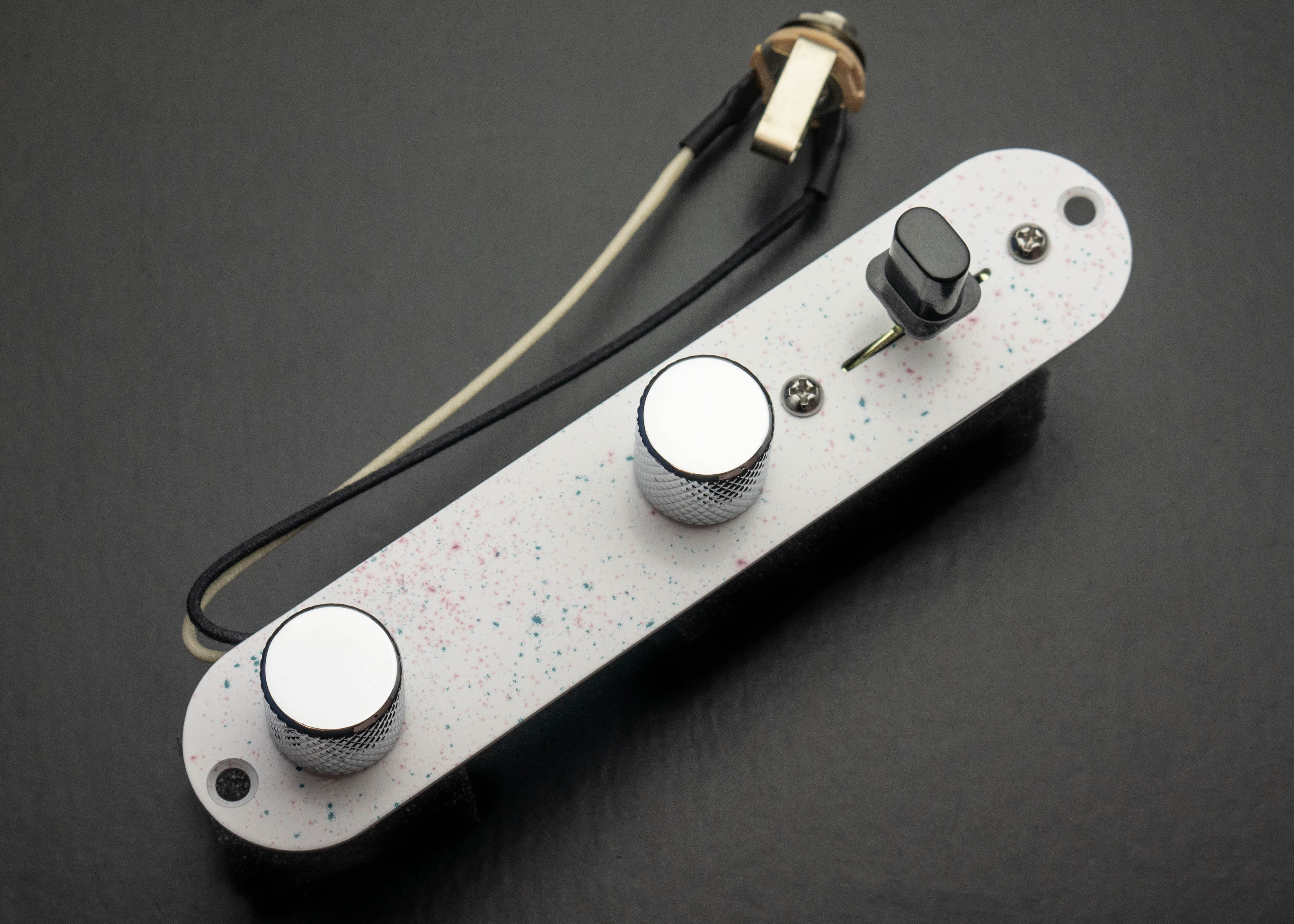 Custom White Speckle Prewired 3 Way Tele Control Plate | In-Stock Tele ...