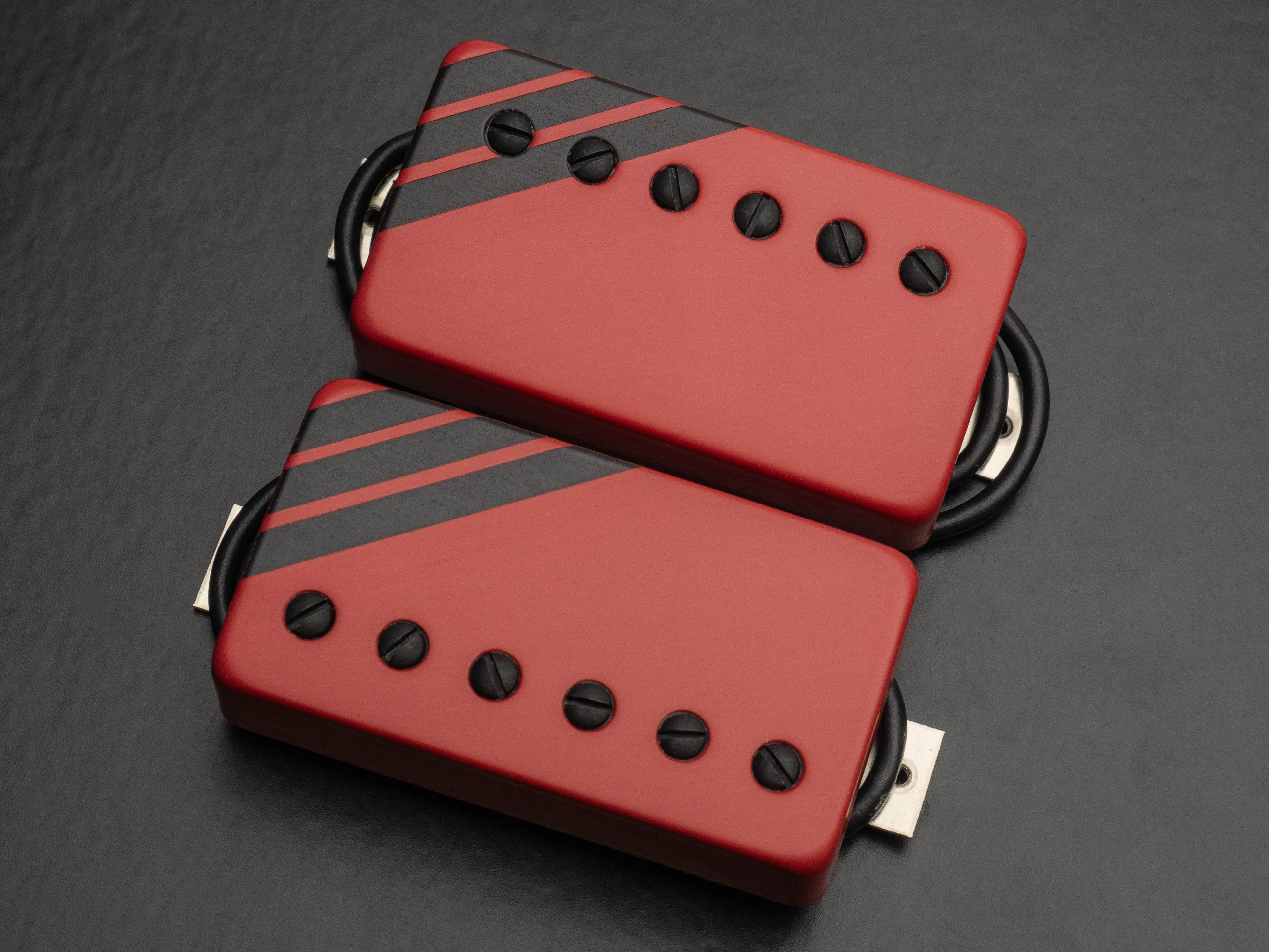 Special Edition VHII 53mm Humbucker Set Red / Black Racing stripes Etch ...
