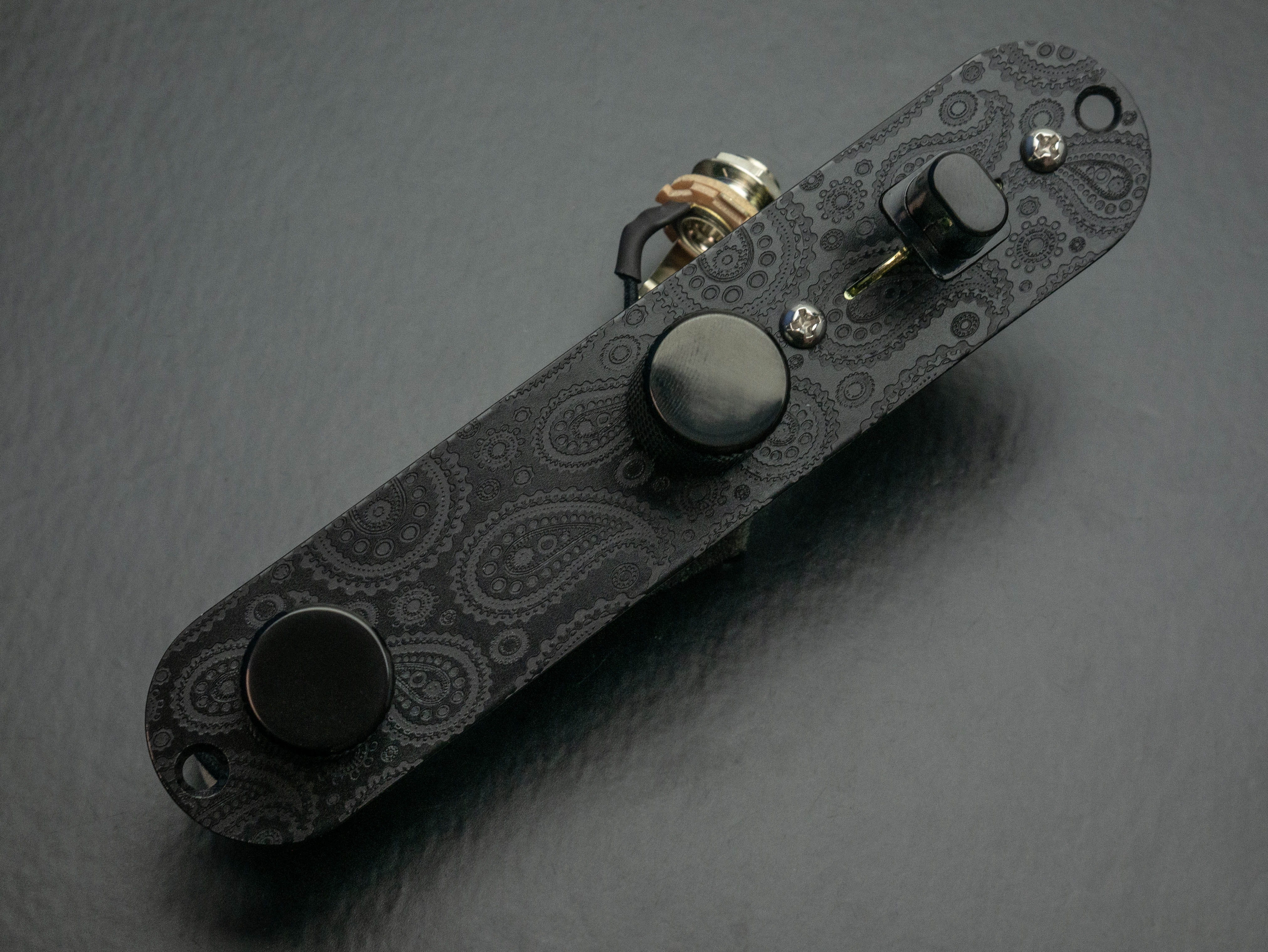 Custom Black Paisley Prewired Tele Control Plate | In-Stock Tele ...