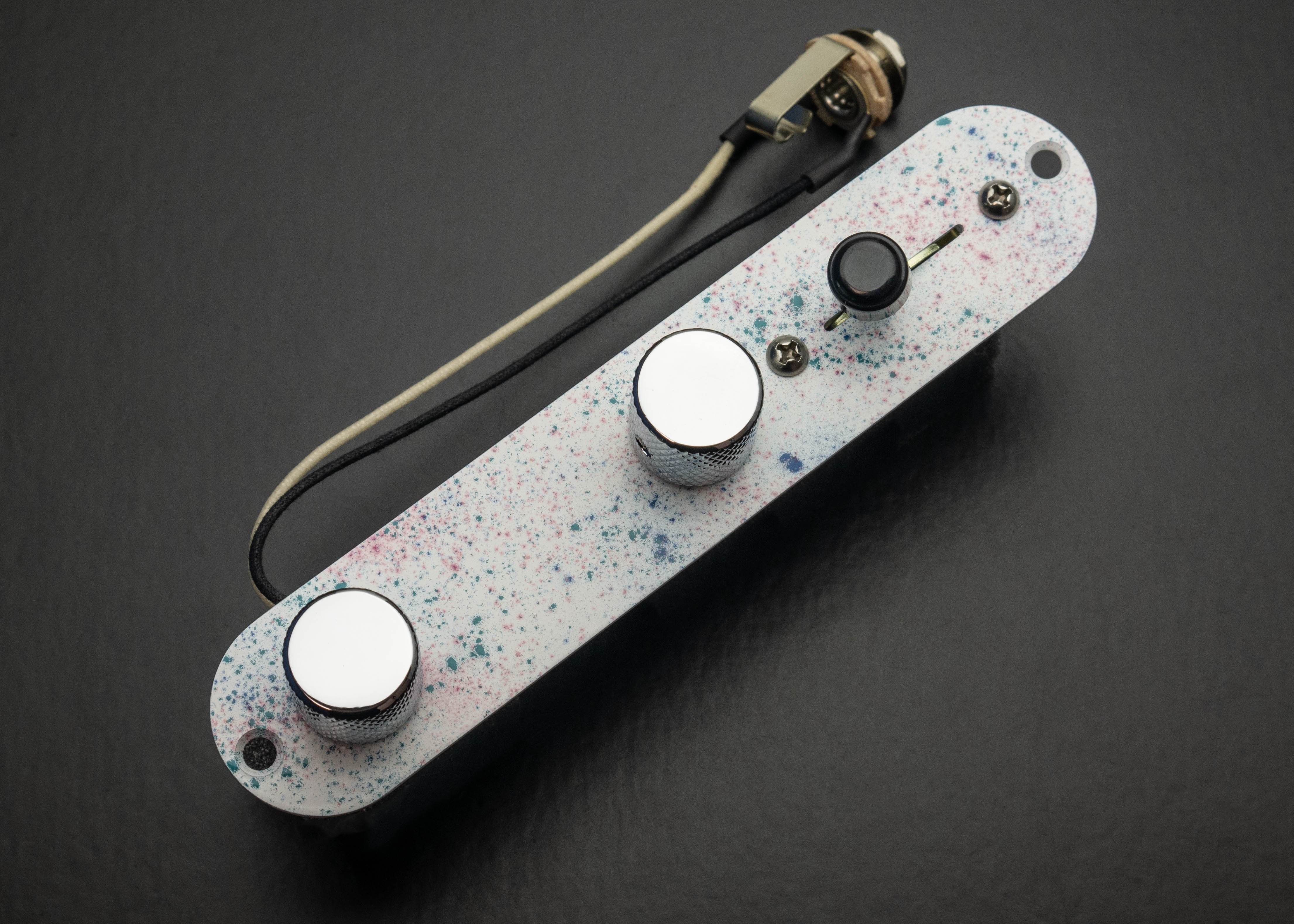 Custom White Speckle Prewired 4 Way Tele Control Plate | In-Stock Tele ...