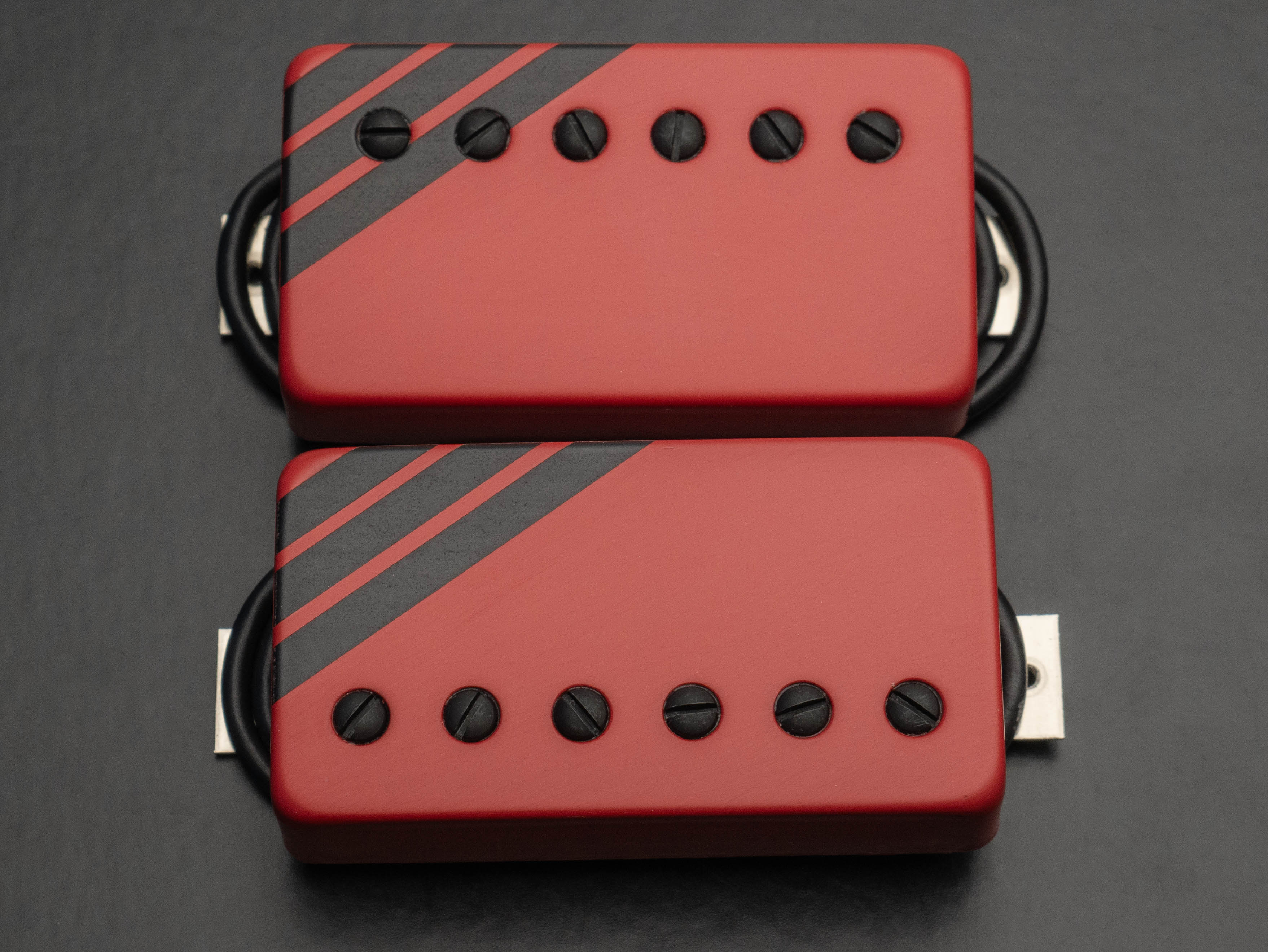 Special Edition VHII 53mm Humbucker Set Red / Black Racing stripes Etch ...